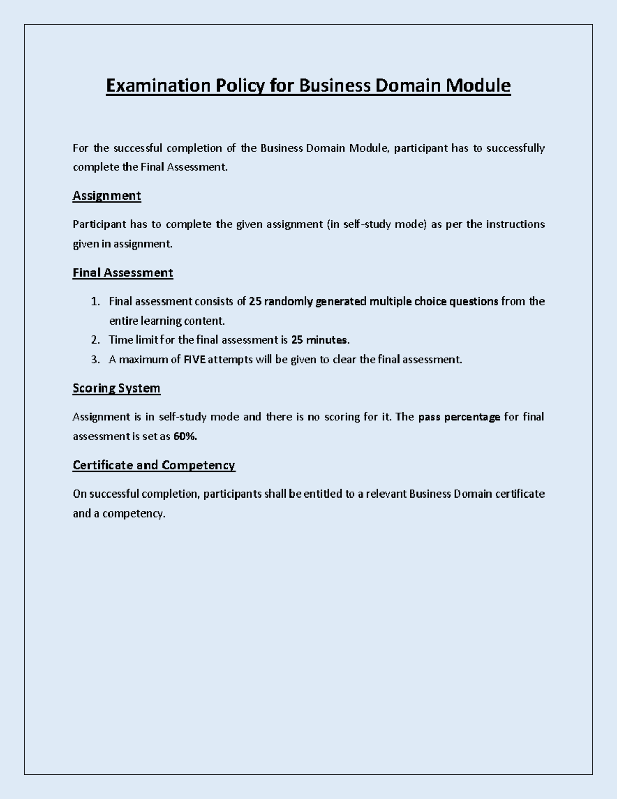 Manufacturing domain Exam Examination Policy Business Domain ...