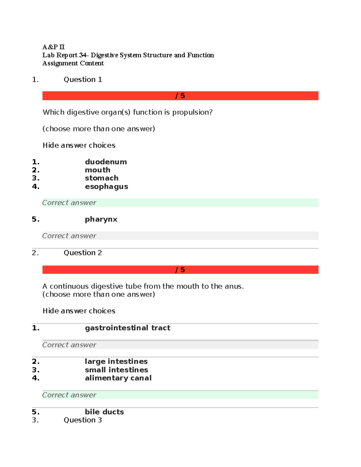 Anatomy and Physiology I Questions to review - A&P II Lab Report 34 ...