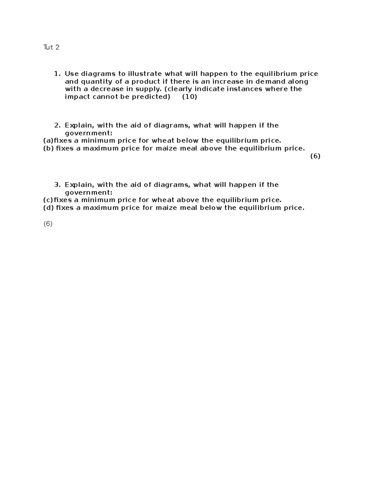 TUT 2 - tutorial - Tut 2 1. Use diagrams to illustrate what will happen ...