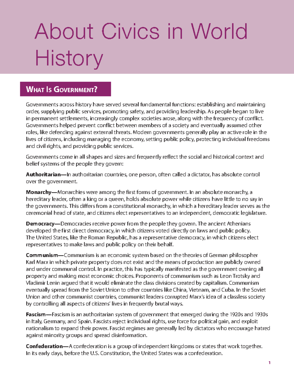 Civics and Its History - About Civics in World History What Is G ...