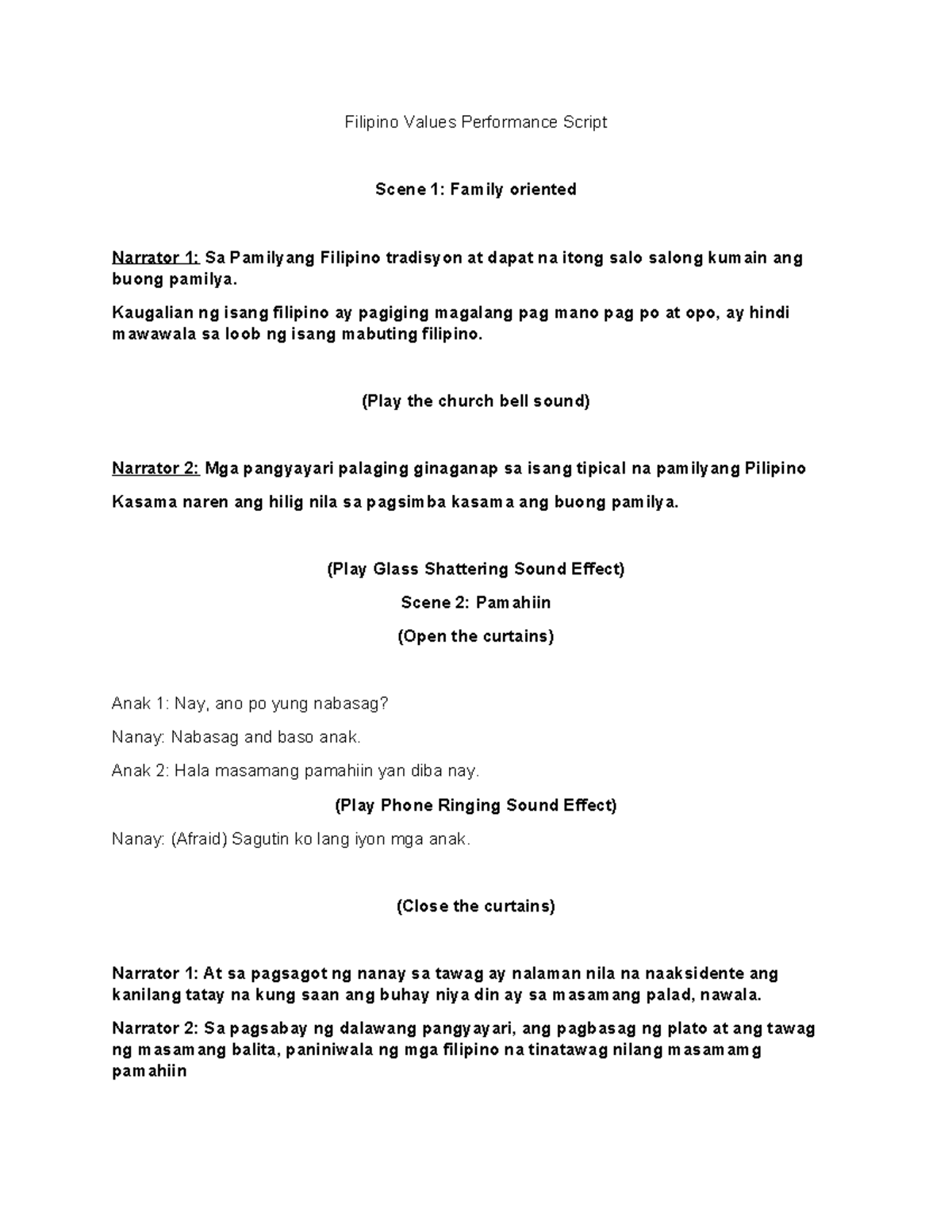 Group 2 Teles Script 1 1 - Summary Education - Filipino Values ...