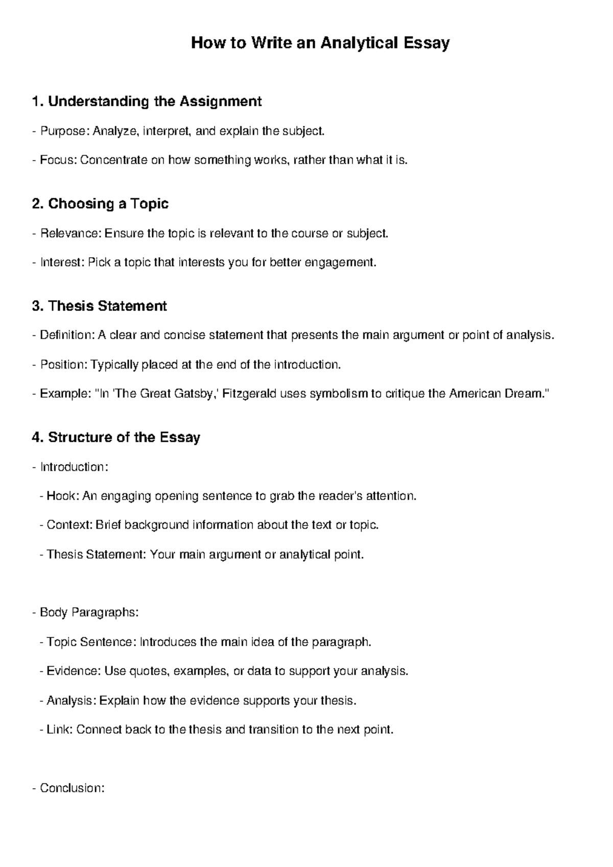 Analytical Essay Guide - How to Write an Analytical Essay 1 ...