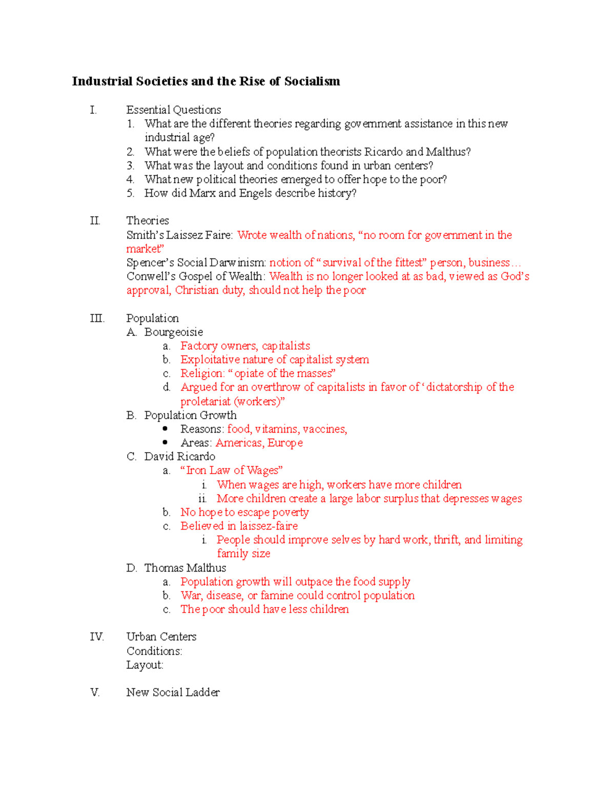 Industrial Societies and the Rise of Socialism Outline - Essential ...