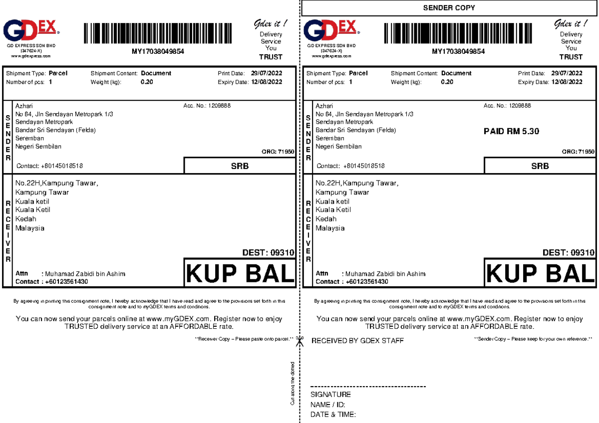 Consignments (2) - for study purpose - SIGNATURE NAME / ID: DATE & TIME ...