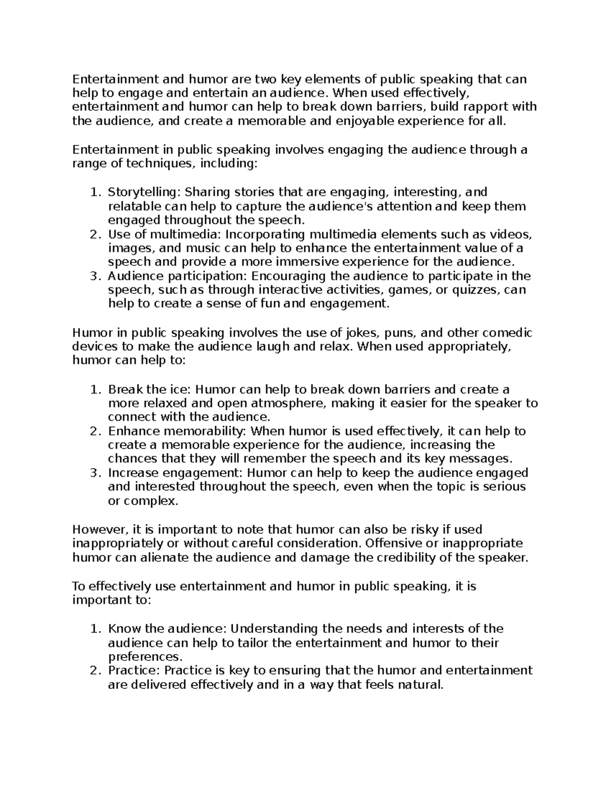 Entertainment and Humor - When used effectively, entertainment and ...