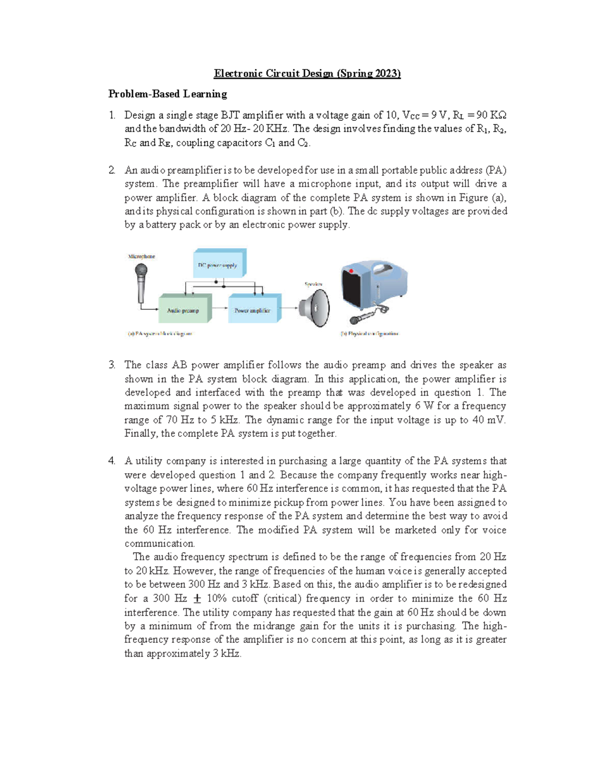 Problem Based learning ECD - Electronic Circuit Design (Spring 2023 ...