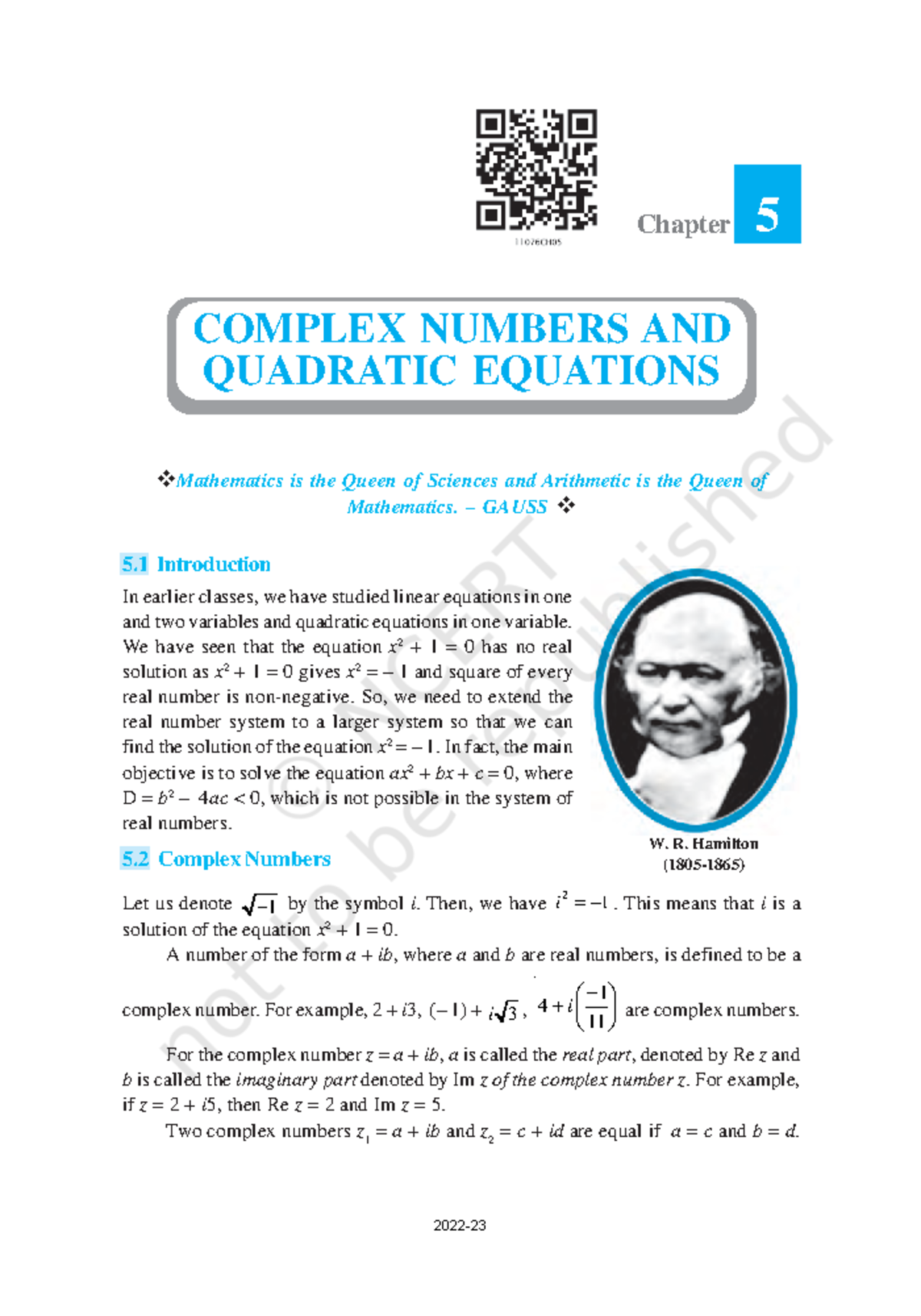 Kemh105 - plus one maths text - Chapter COMPLEX NUMBERS AND QUADRATIC ...