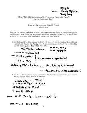 CS250 - Discussion 5 - Names: ####### COMPSCI 250 Discussion #5: Infinitely Many Primes ...
