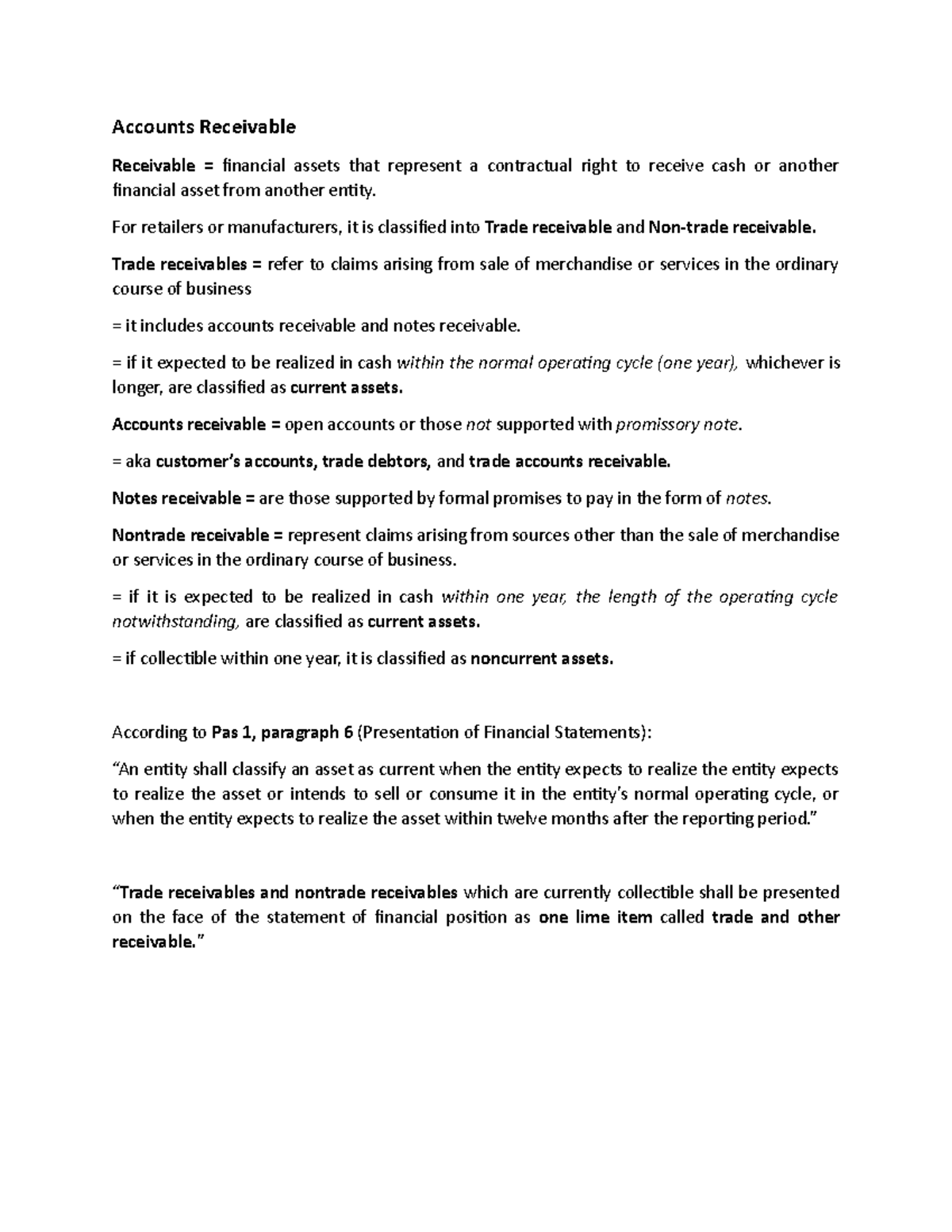 Accounts Receivable - Lecture notes 1 - Accounts Receivable Receivable ...