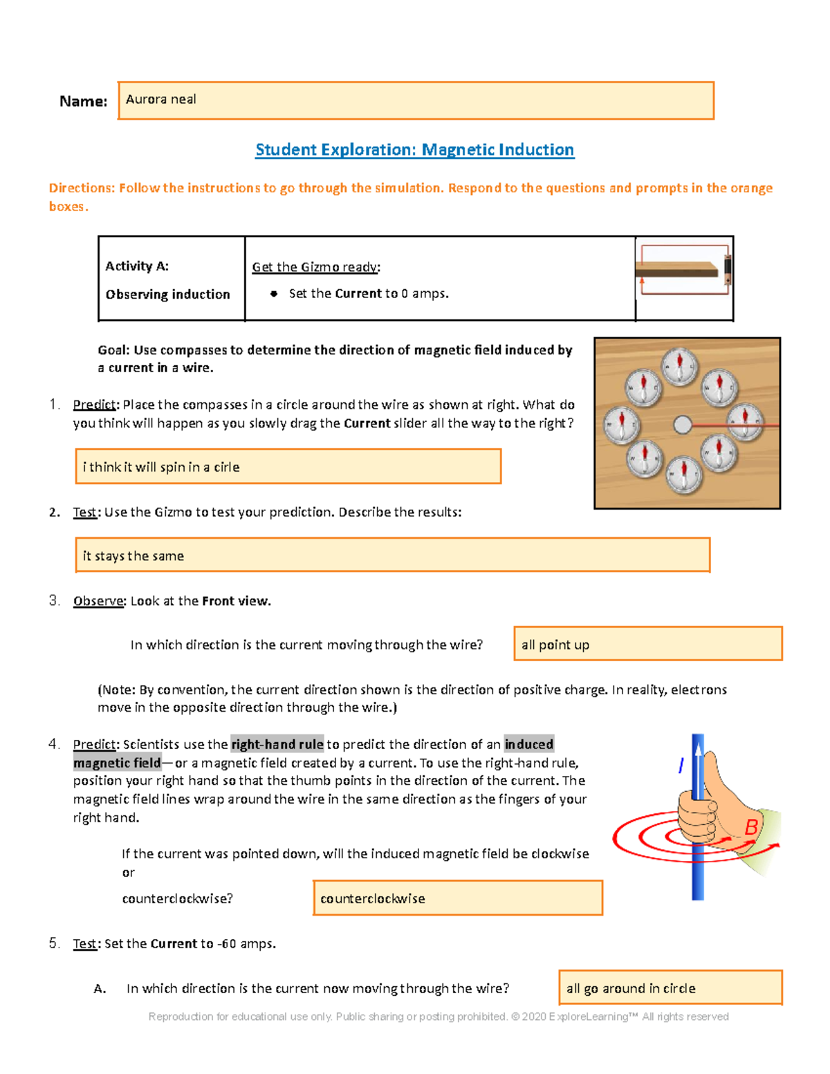 Aurora Neal [ Student] - [Template] Magnetic Induction Gizmo 2024 ...