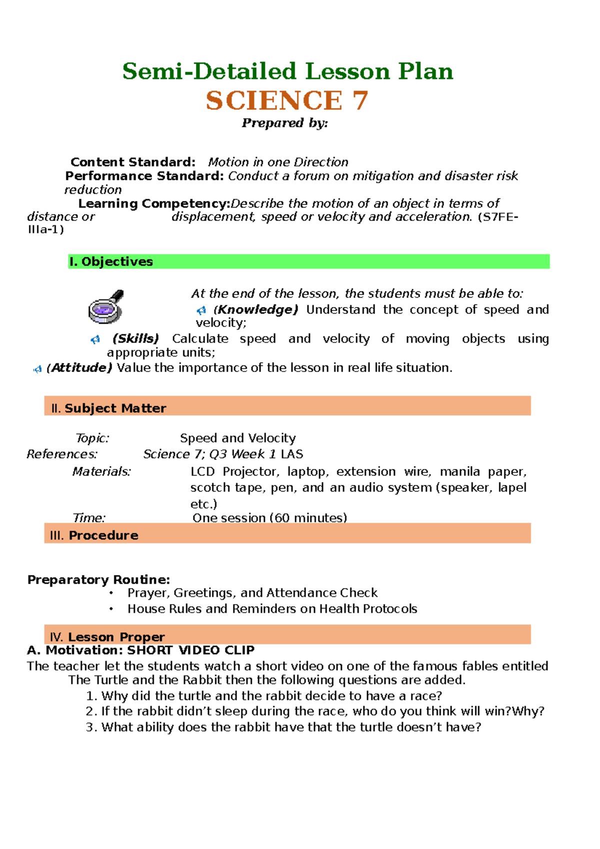 3rd quarter COT 2022 - Semi-Detailed Lesson Plan SCIENCE 7 Prepared by ...