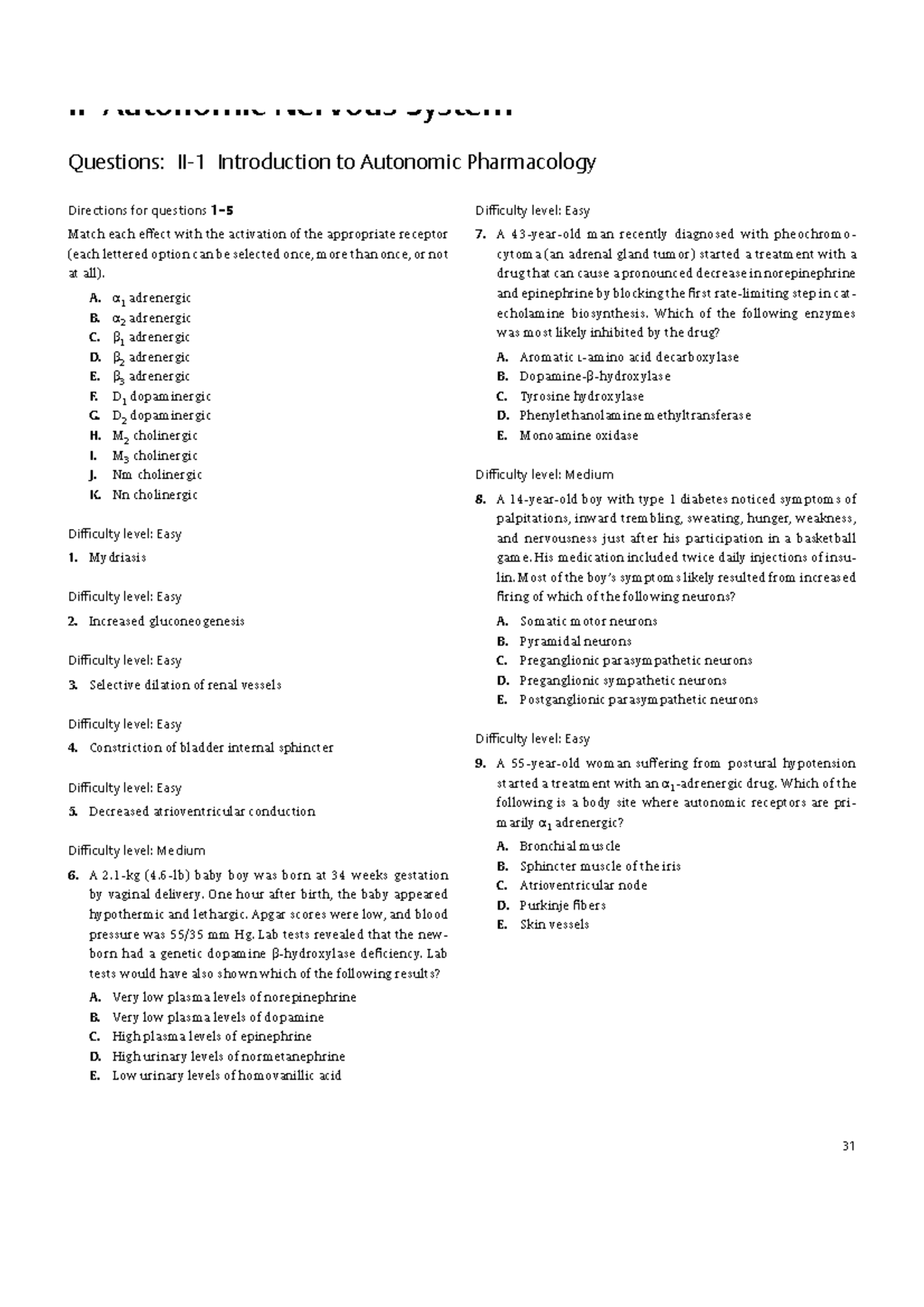 MCQ pharma ANS - 31 II Autonomic Nervous System Questions: II-1 Introduction to Autonomic - Studocu