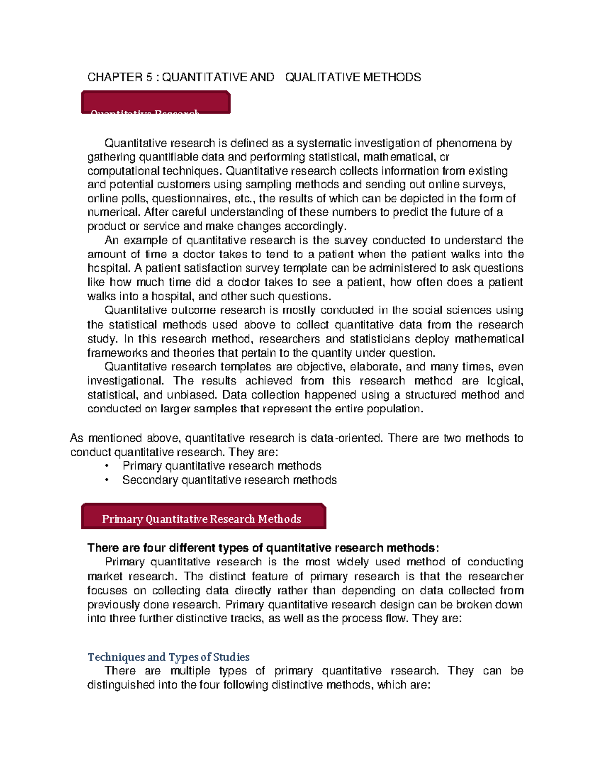 research is important in human life - CHAPTER 5 : QUANTITATIVE AND ...