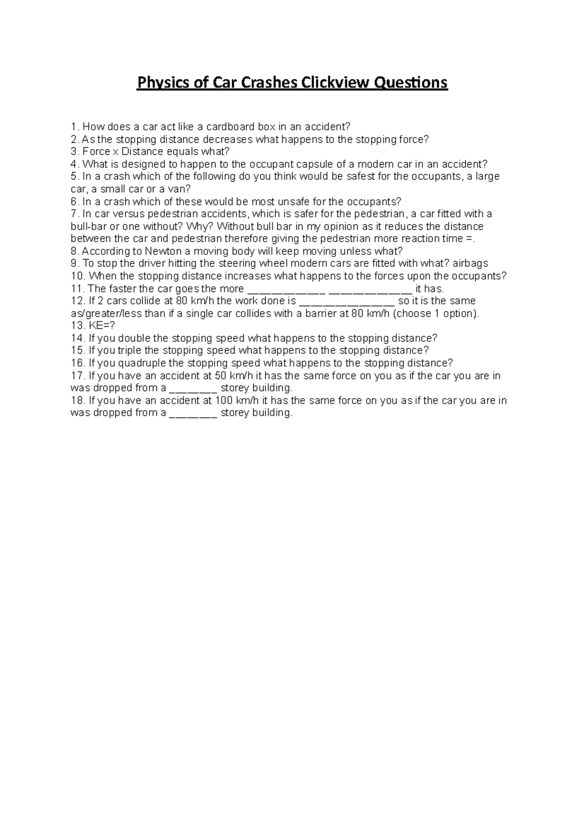 02.Physics of Car Crashes Clickview Questions - Physics of Car Crashes ...