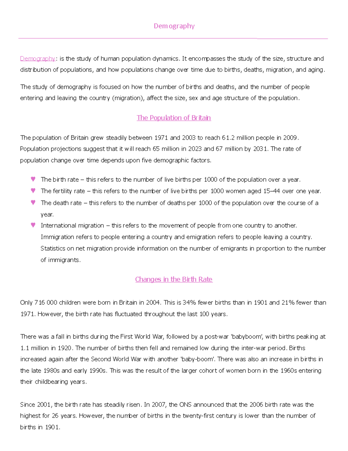 Demography Sociology - Demography Demography: is the study of human ...