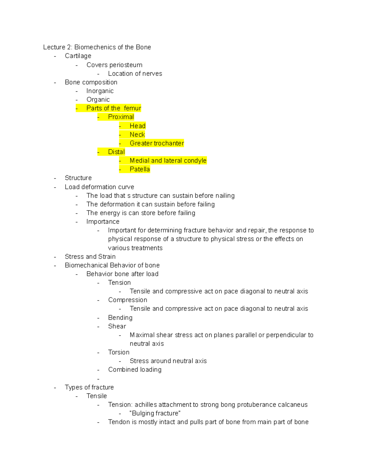 Biomechanics Lectures Notes - Lecture 2: Biomechenics of the Bone ...