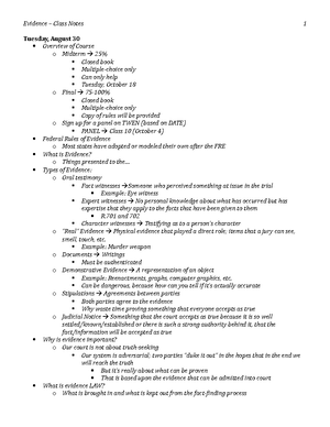 Checklist - Summary Evidence - Evidence Checklist Criminal or civil ...