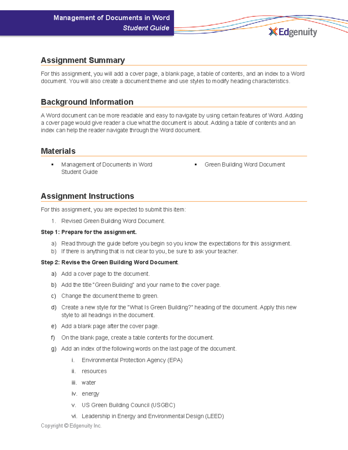 Project-Management of Word Documents-Student Guide - Management of ...