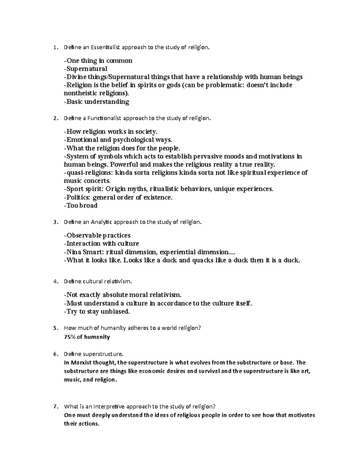 Anthropology of the Supernatural Exam Review Questions - Define an ...