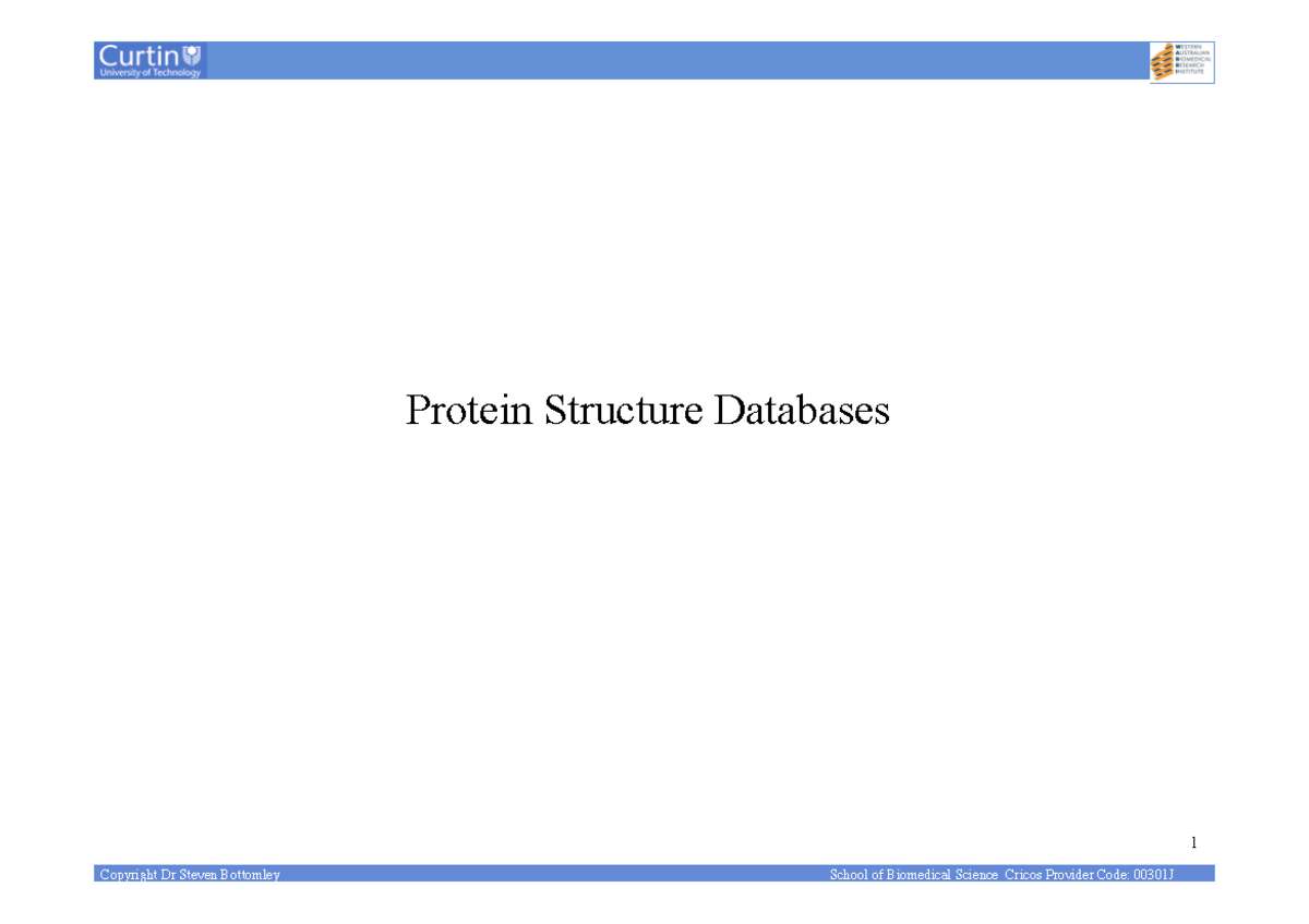 Protein Structure Databases - Protein Structure Databases 1 Databases ...