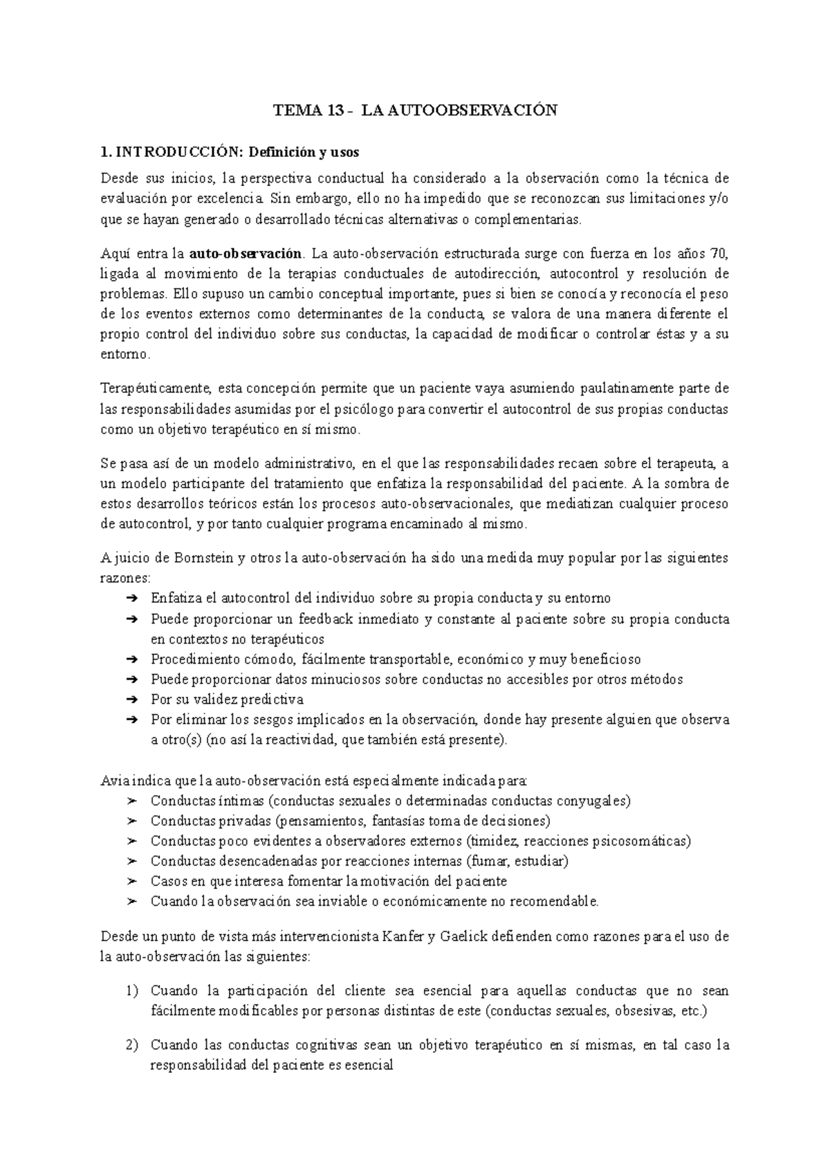 TEMA 13 - LA Autoobservación - TEMA 13 - LA AUTOOBSERVACIÓN ...