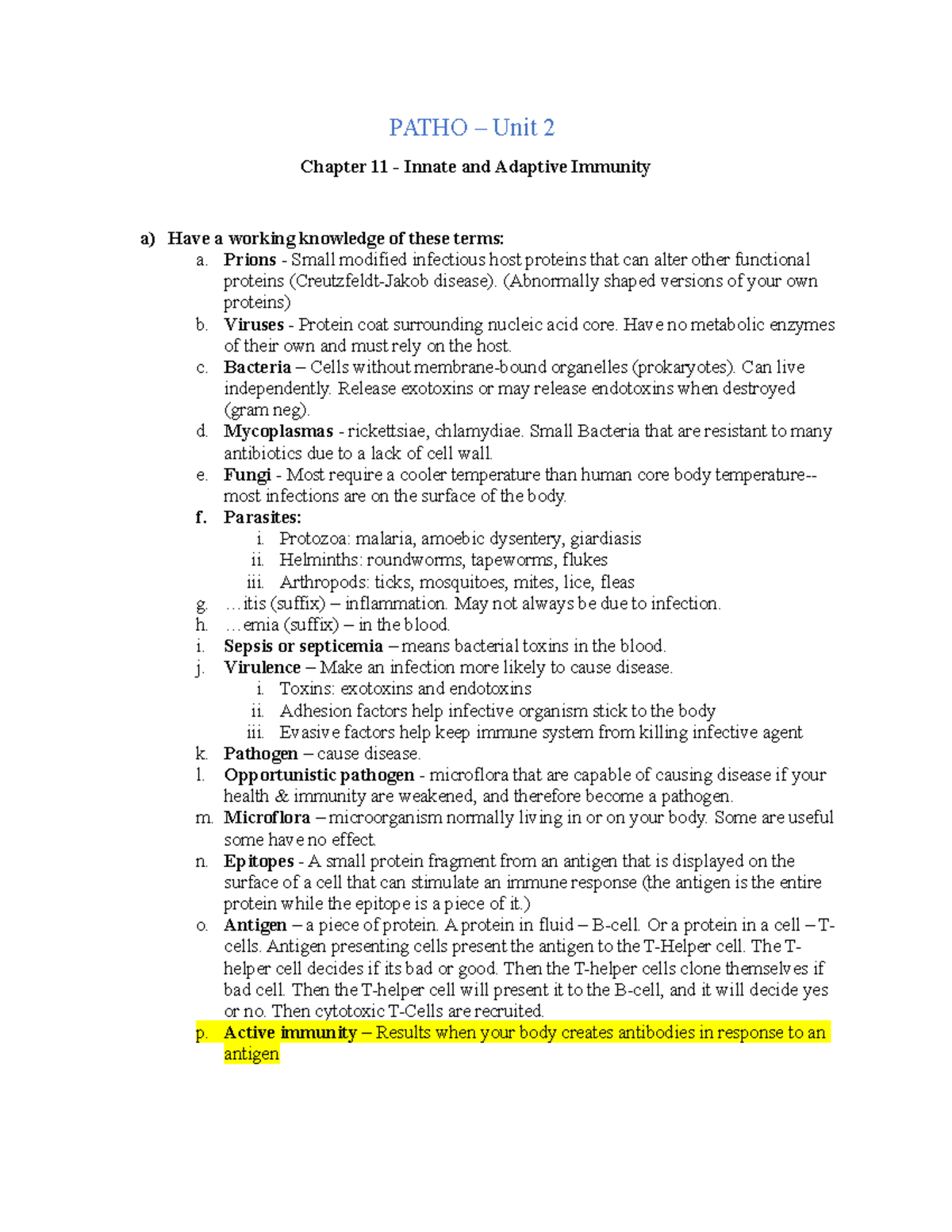 Pathophysiology - Module 2 Lecture Notes - PATHO – Unit 2 Chapter 11 ...