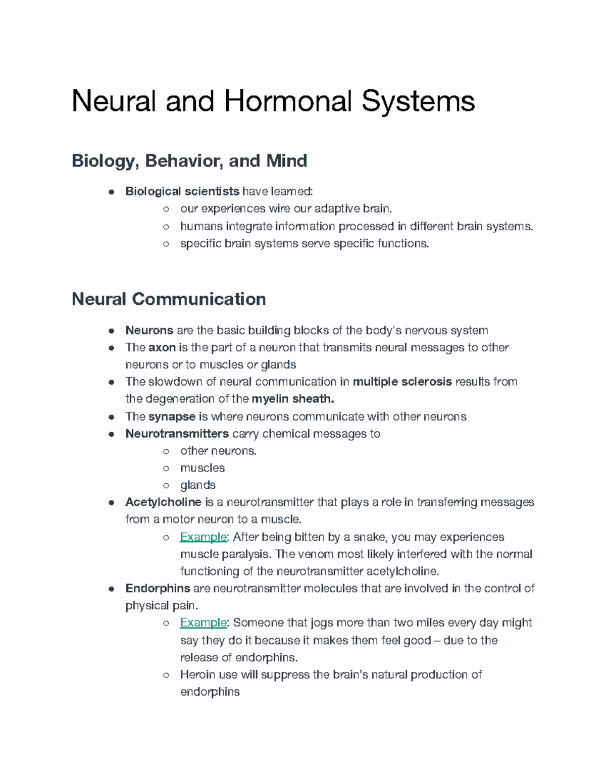 Neural and Hormonal Systems - Neural and Hormonal Systems Biology ...