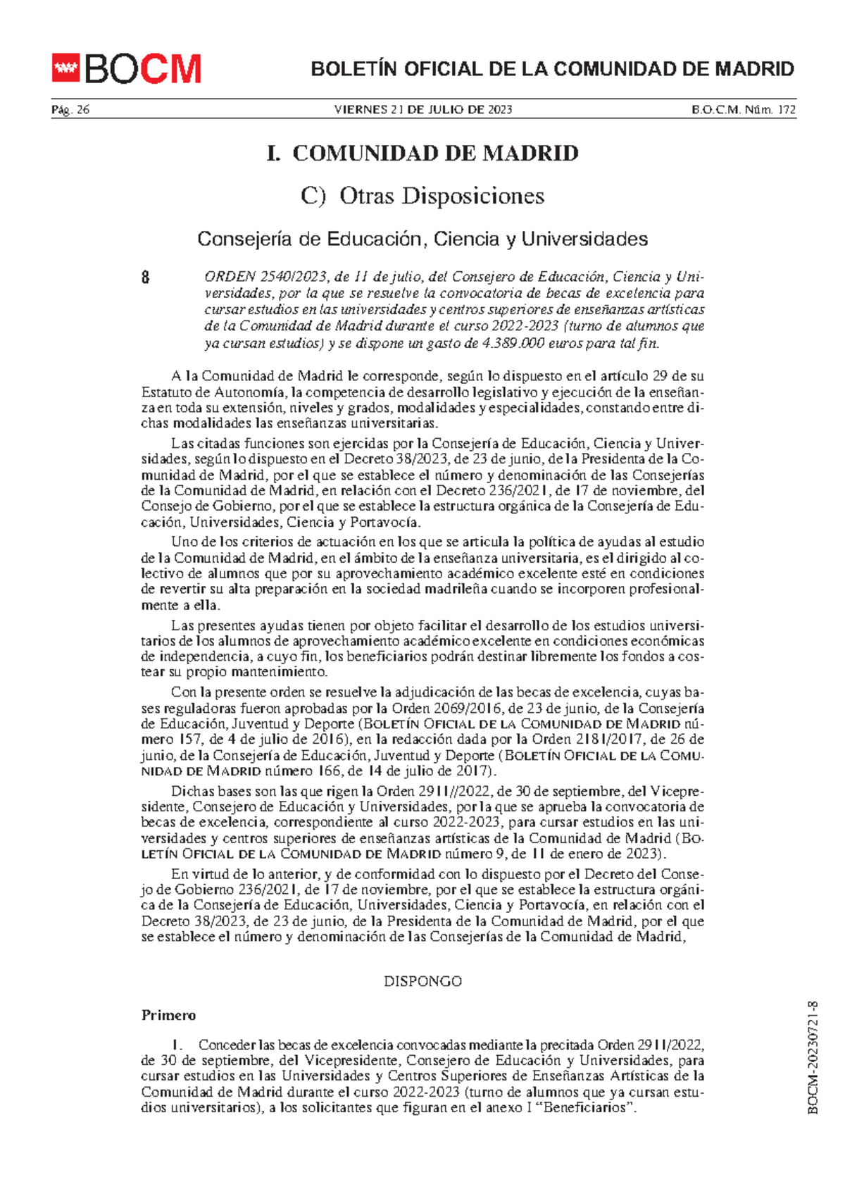 Bocm-20230721-8 - ...... - Pág. 26 VIERNES 21 DE JULIO DE 2023 B.O.C ...
