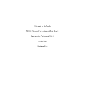 Unit 2 CS 4404 Advanced Networking Assignment - Running Head: Unit 2 Written Assignment 1 Unit 2 ...