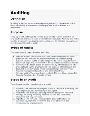Conducting an audit notes - How to conduct an audit: Planning Phase The ...