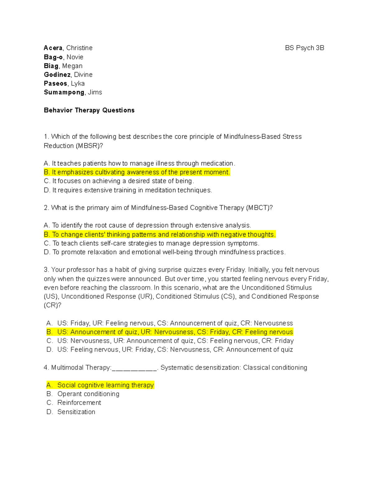 Behavior-Therapy-Questions - Acera, Christine BS Psych 3B Bag-o, Novie ...
