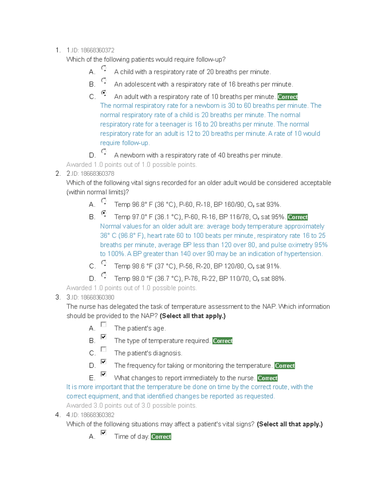 Vital signs post test 1 - After reviewing the material use this to ...