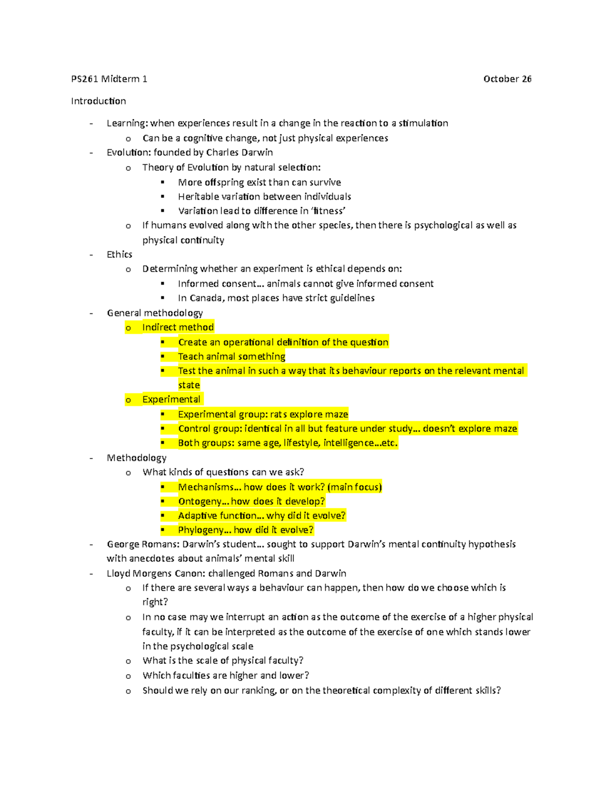 Midterm 1 - PS261 - PS261 Midterm 1 October 26 Introducion Learning ...