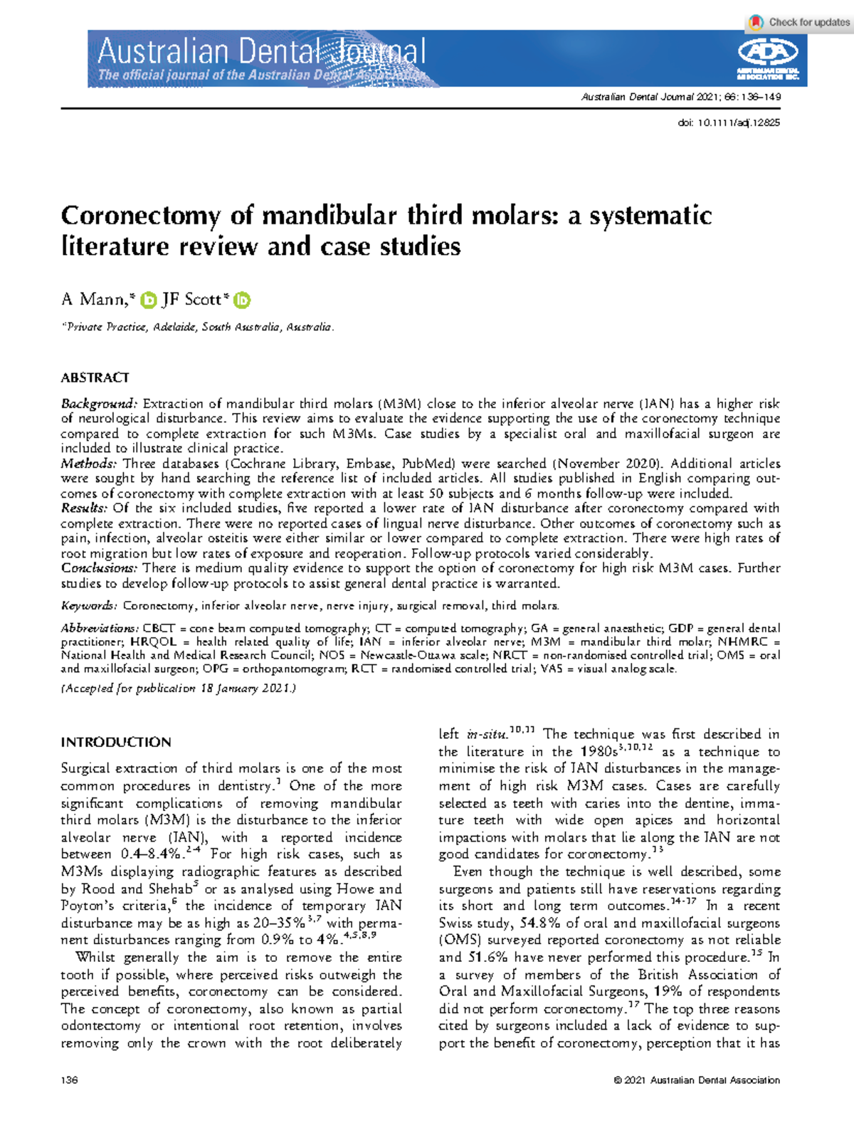 Molar 2 - safasf - Coronectomy of mandibular third molars: a systematic ...
