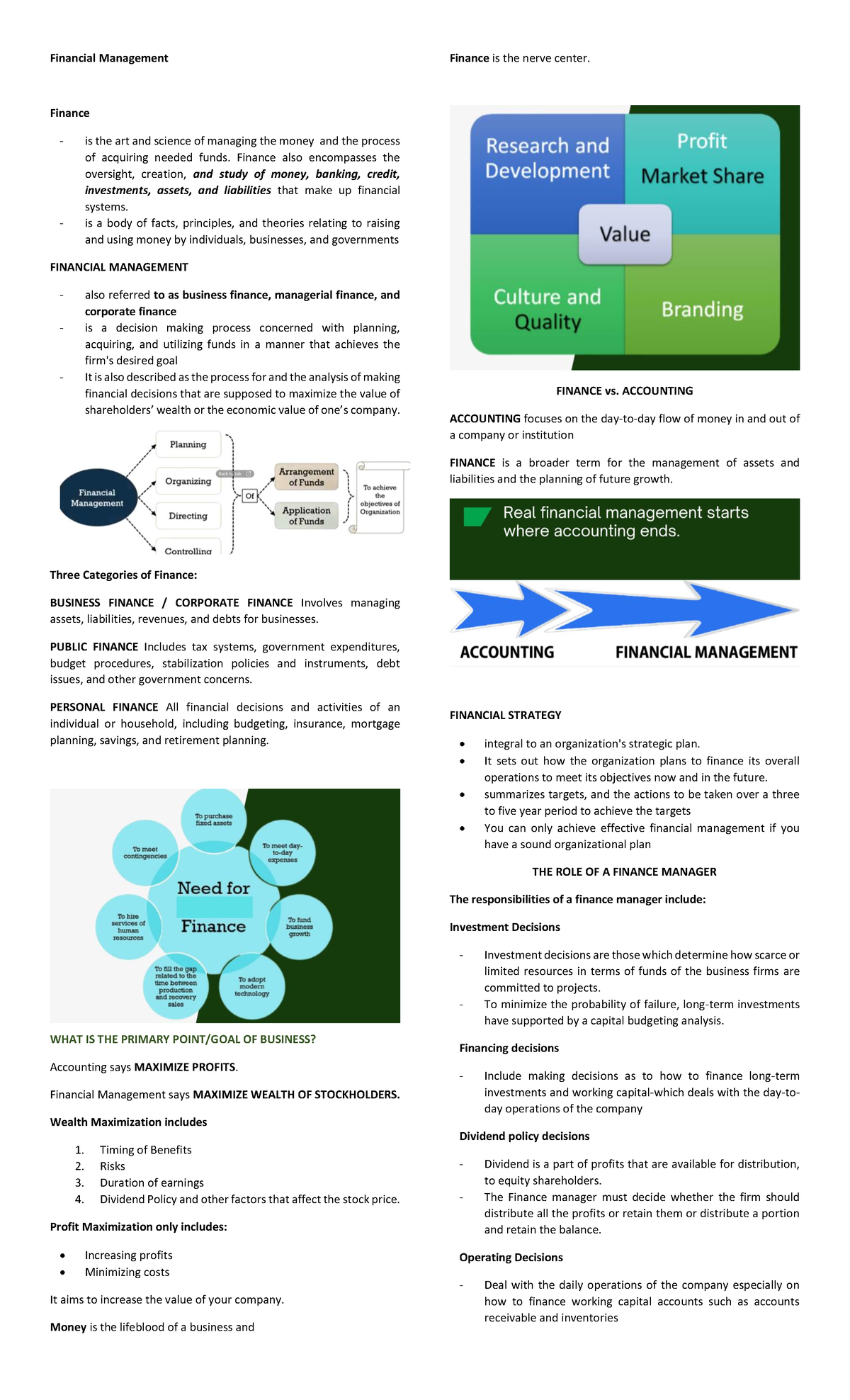 BFI-CHAP1 - Bfi - Financial Management Finance - is the art and science ...