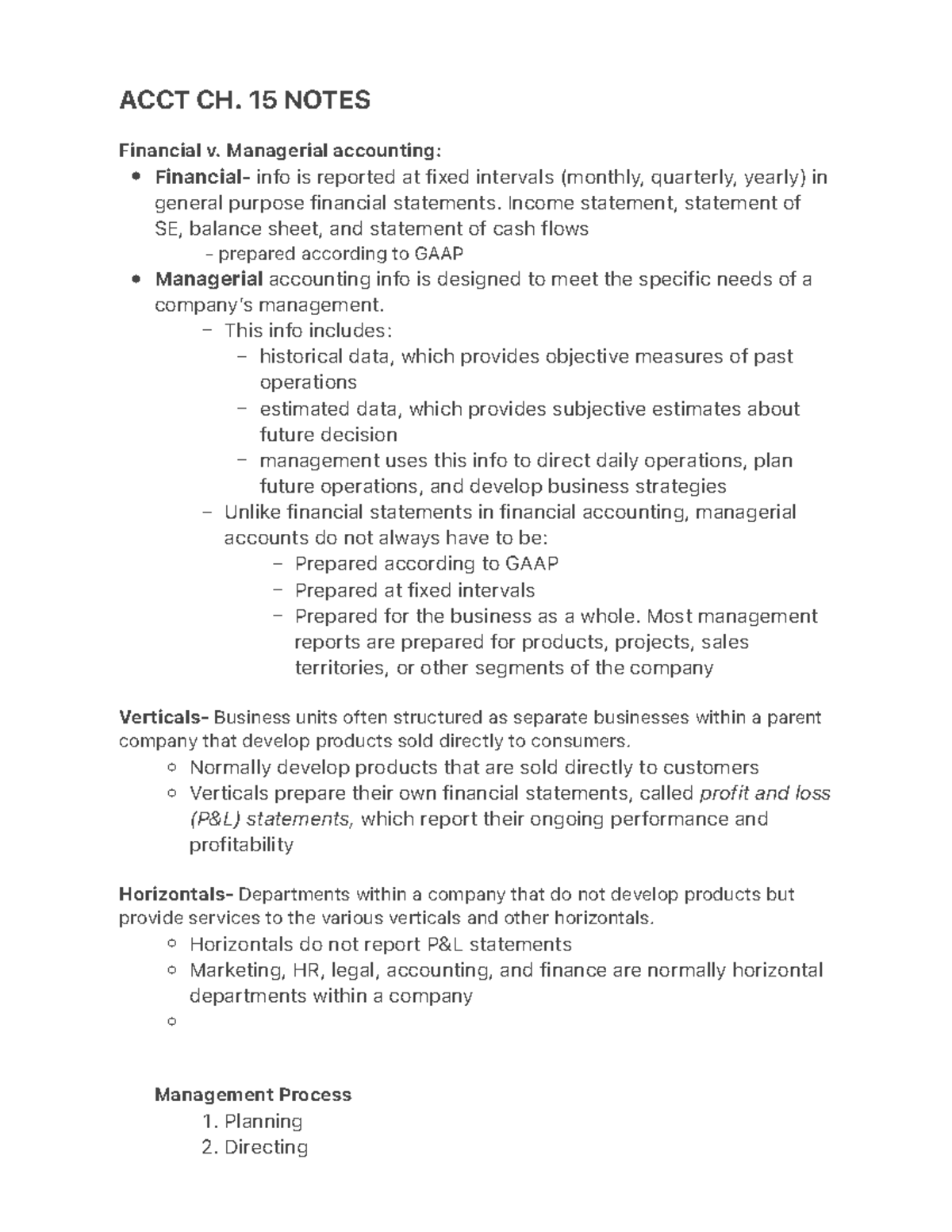 ACCT CH. 15 Notes - – – – – – – – – 1. 2. ACCT CH. 15 NOTES Financial v ...
