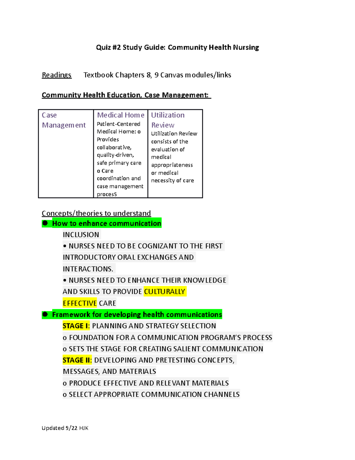 Quiz 2 CH - notes - Quiz #2 Study Guide: Community Health Nursing ...