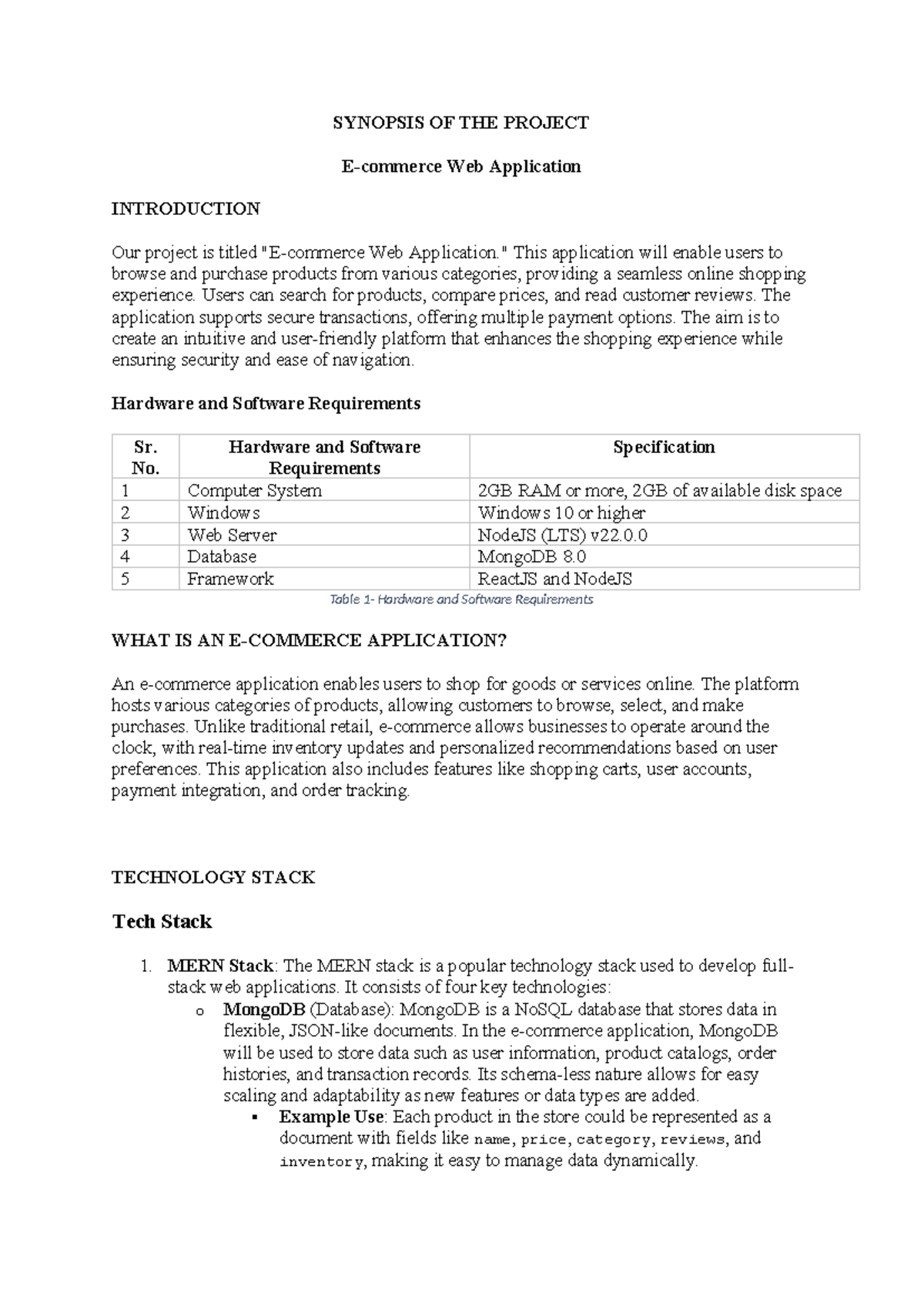 Synopsis OF THE Project Ecom - SYNOPSIS OF THE PROJECT E-commerce Web ...