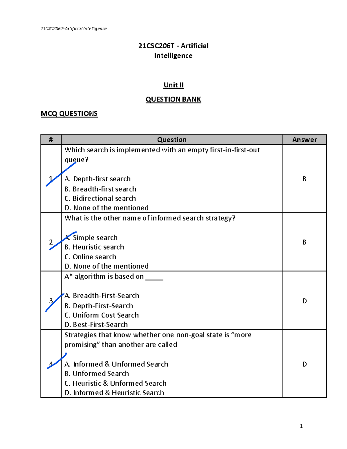 AI-UNIT2 -QB - Unit 2 Question Bank - 21CSC206T - Artificial ...