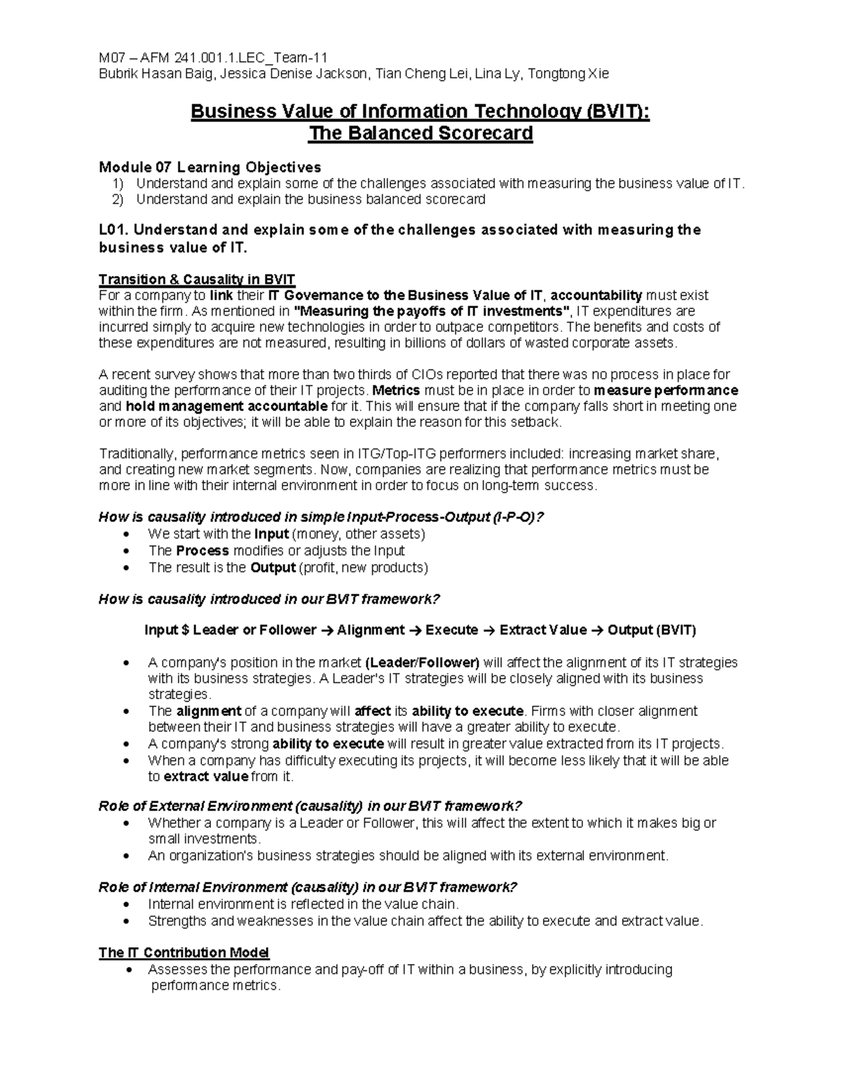 M07 - Group assignment module 7 - ! " - Studocu