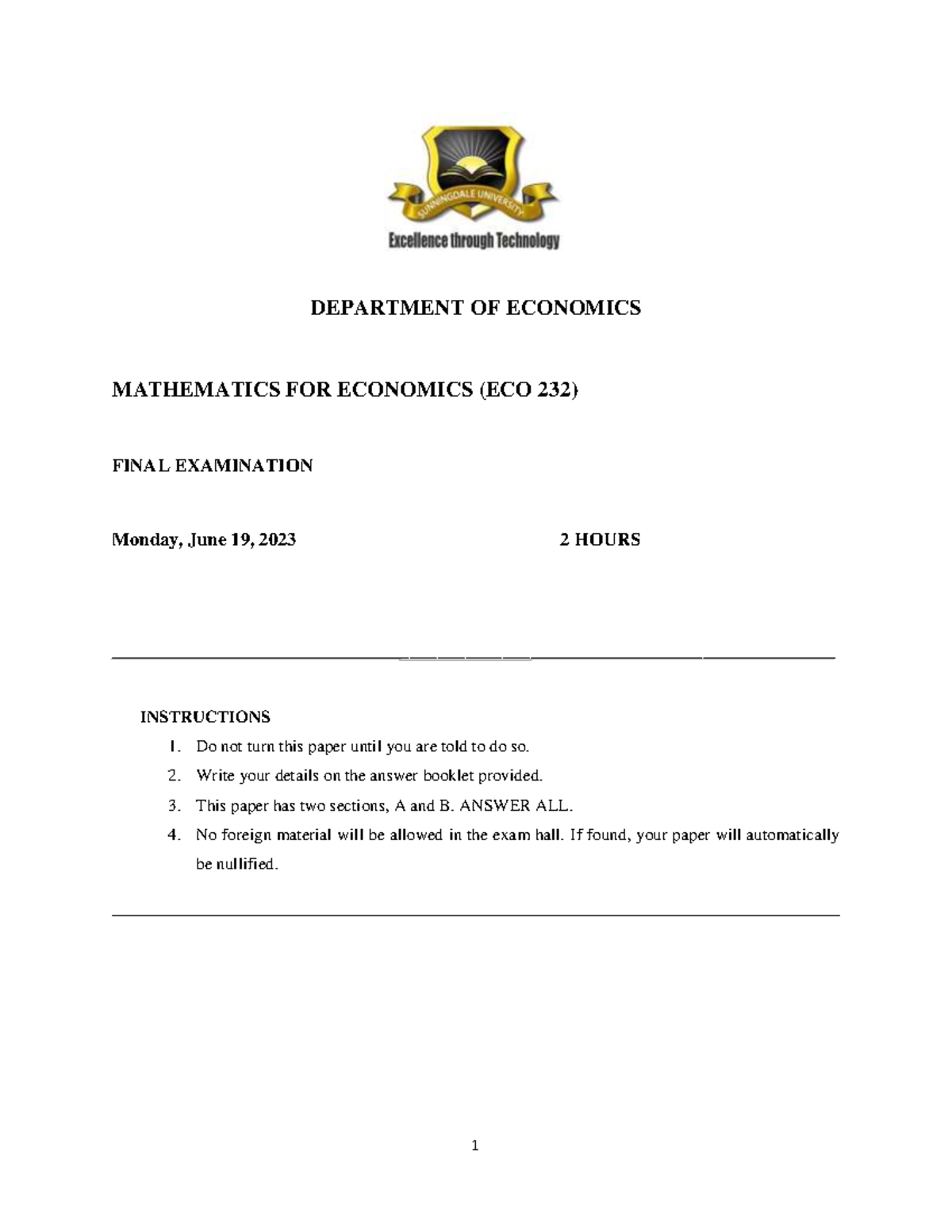 Mathematics FOR Economics - Mathematics for Economics - Studocu