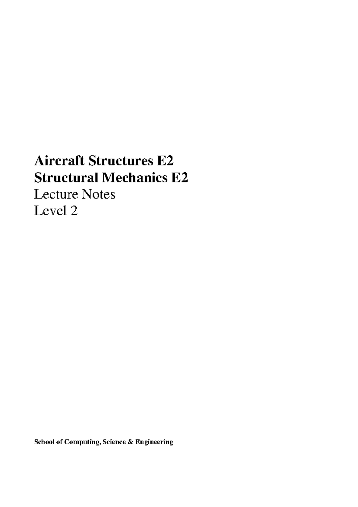 AS & SM E2 - Lecture Notes(1) - Aircraft Structures E2 Structural ...