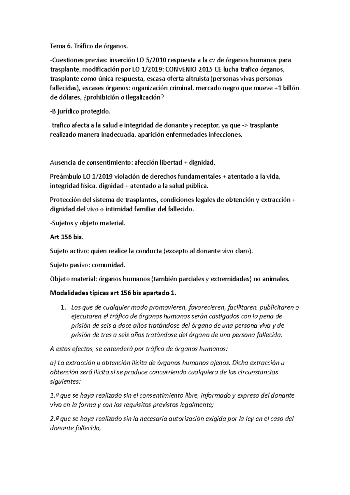 Tema 6 - sdvsdv - Tema 6. Tráfico de órganos. -Cuestiones previas ...