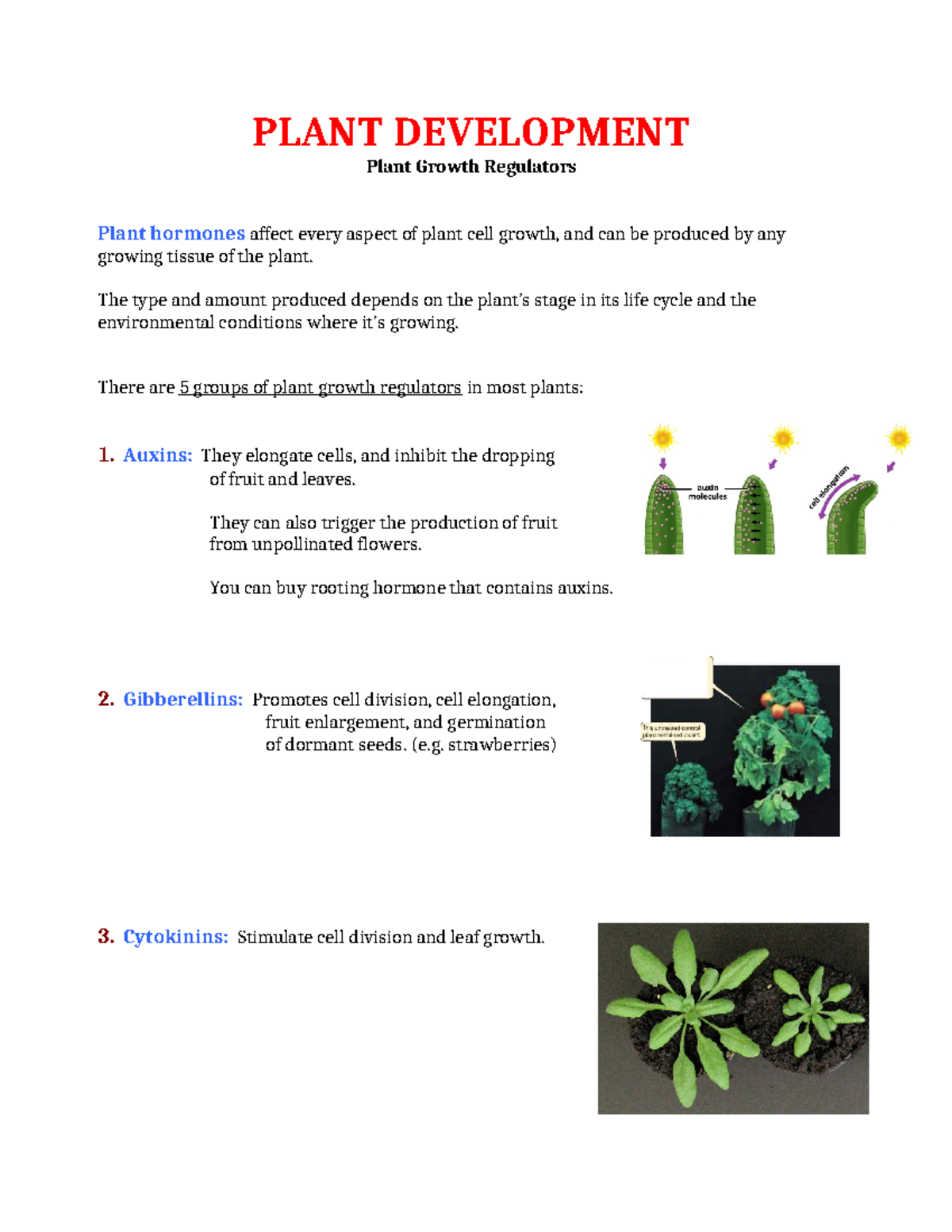 Note 2 - Plant growth (regulators) - PLANT DEVELOPMENT Plant Growth ...