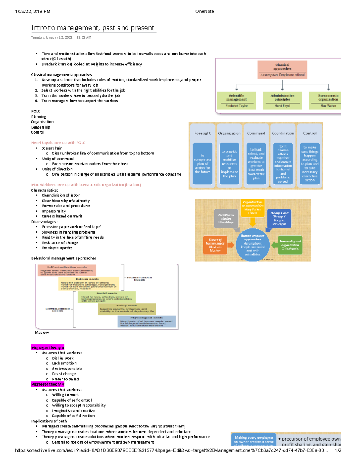 Intro to management - 1/28/22, 3:19 PM OneNote - Studocu