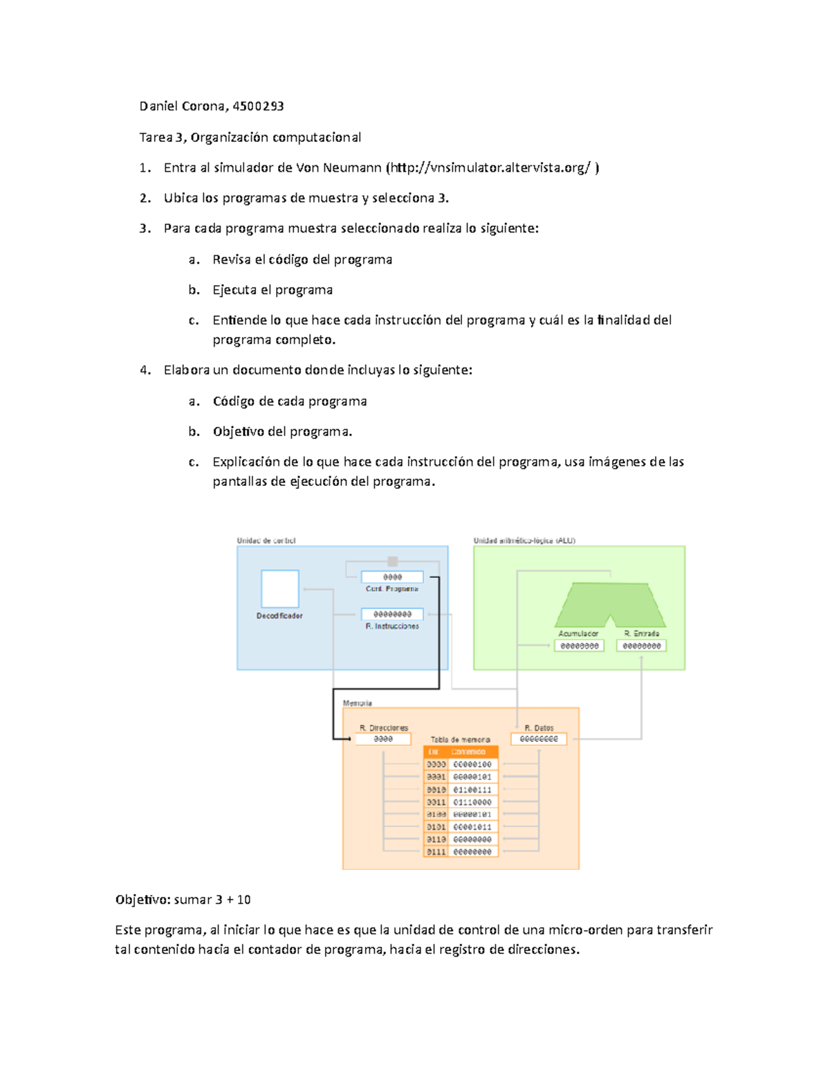 Tarea 3, organizacion computacional - Daniel Corona, 4500293 Tarea 3 ...