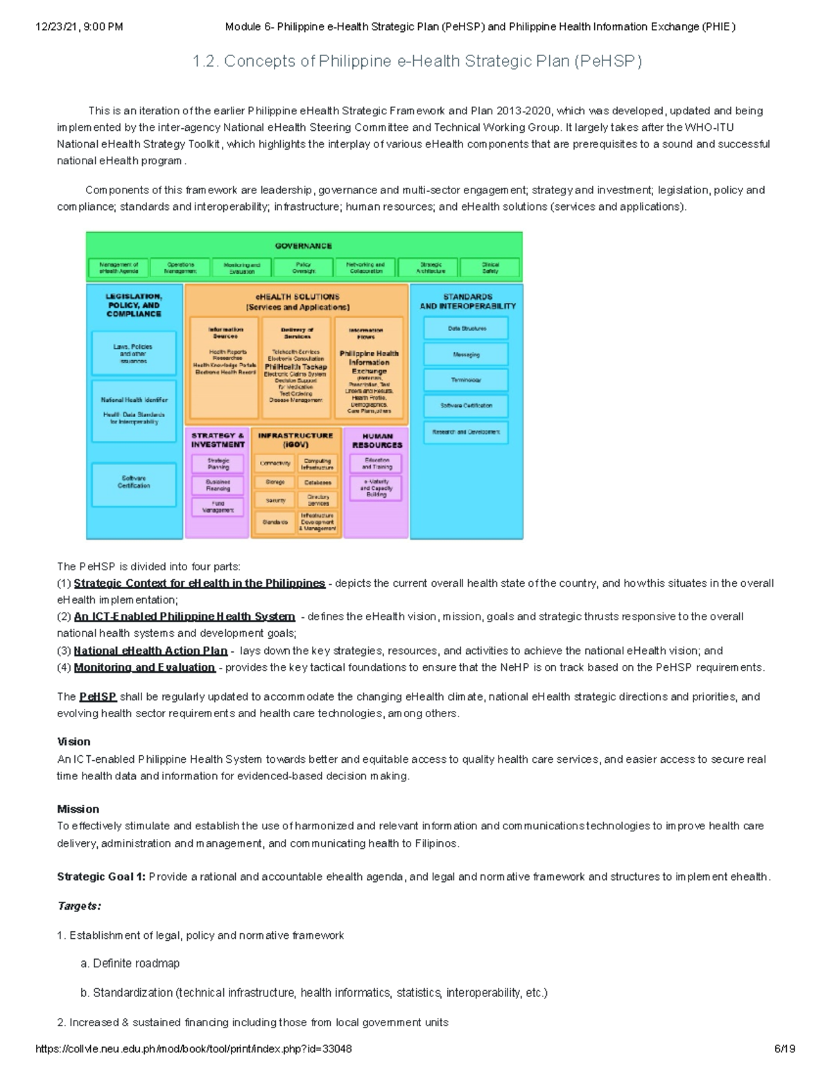 Module 6- Philippine e-Health Strategic Plan (Pe HSP) and Philippine ...