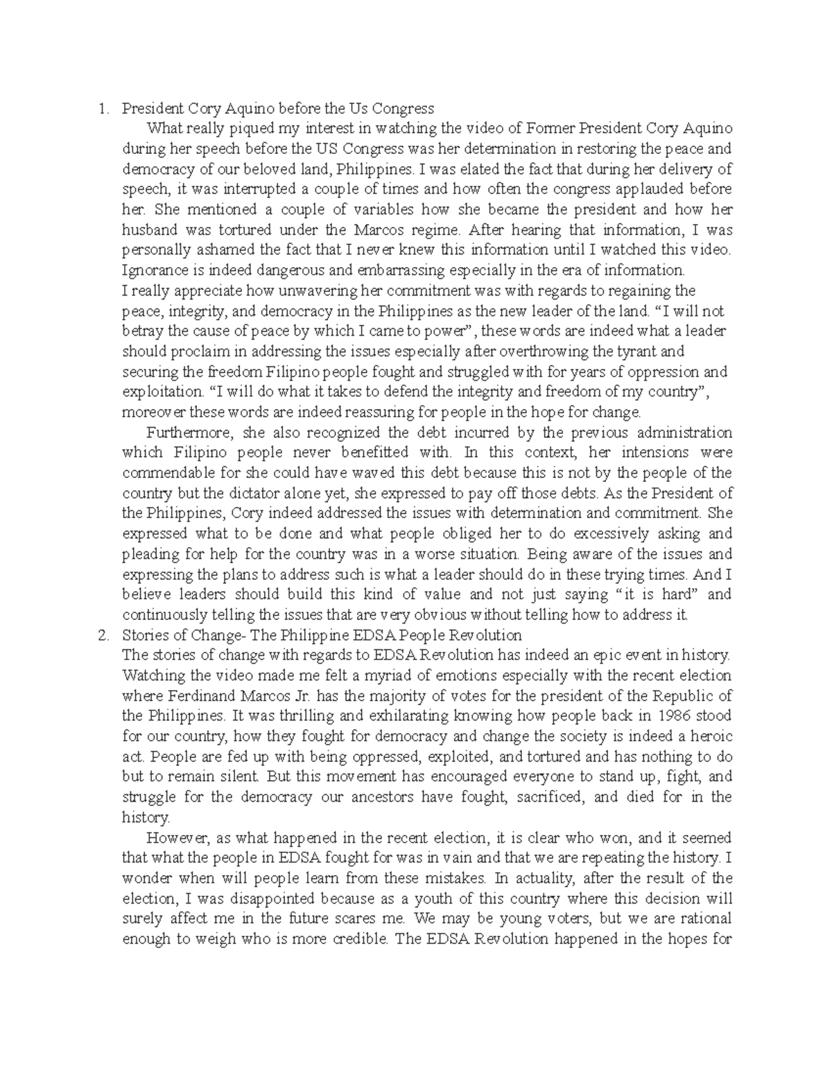 Quiz rph - President Cory Aquino before the Us Congress What really ...