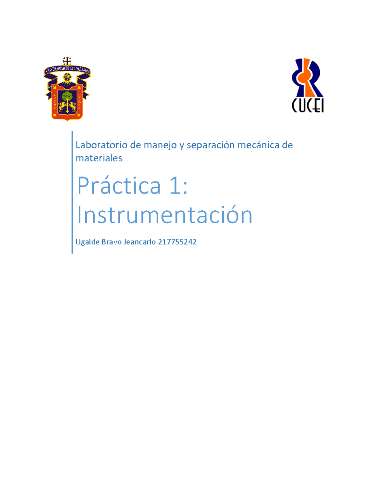 Práctica 1 - Warning: TT: undefined function: 32 Laboratorio de manejo y separación mecánica de ...