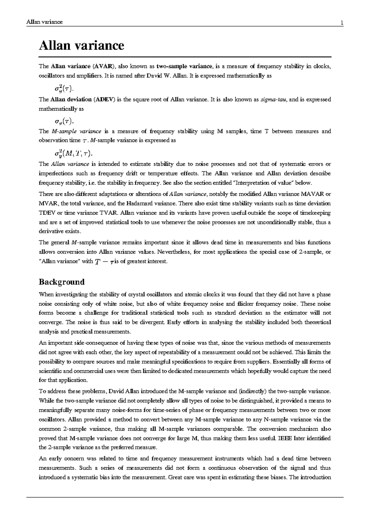 Allan variance - research paper - Allan variance The Allan variance ...